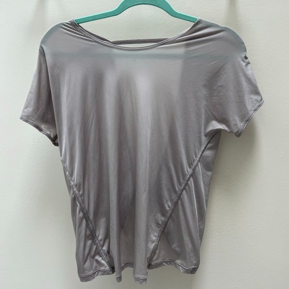 lululemon athletica | Tops | Grey Sheer Lululemon Top With Low Back ...